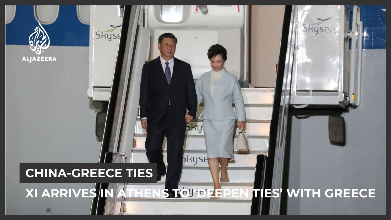 China’s Xi arrives in Athens to ‘deepen cooperation’ with Greece - YouTube