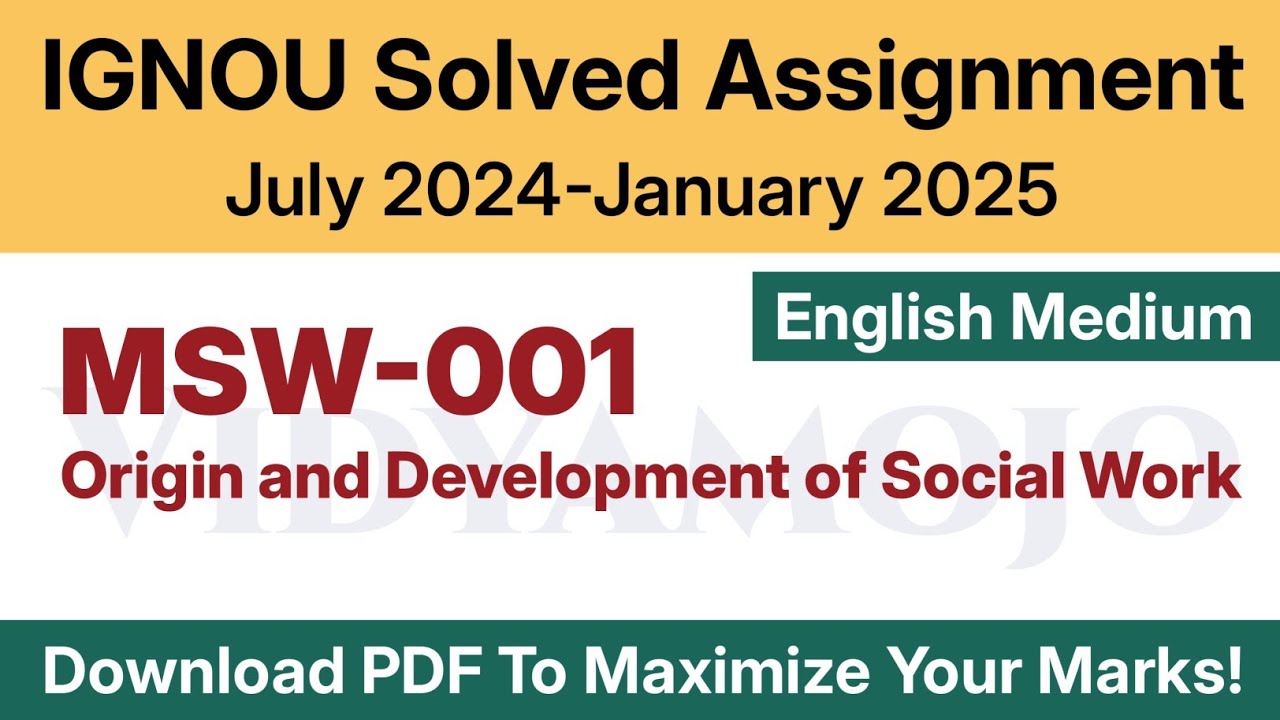 IGNOU MSW 001 Solved Assignment 2024-25 English Medium PDF Download | IGNOU MSW(C) 1st Year ...
