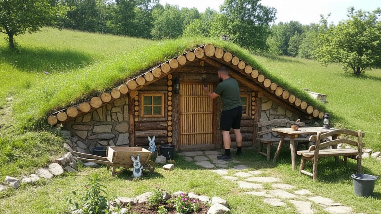 I build a Bushcraft Dugout Shelter | Full Process - YouTube