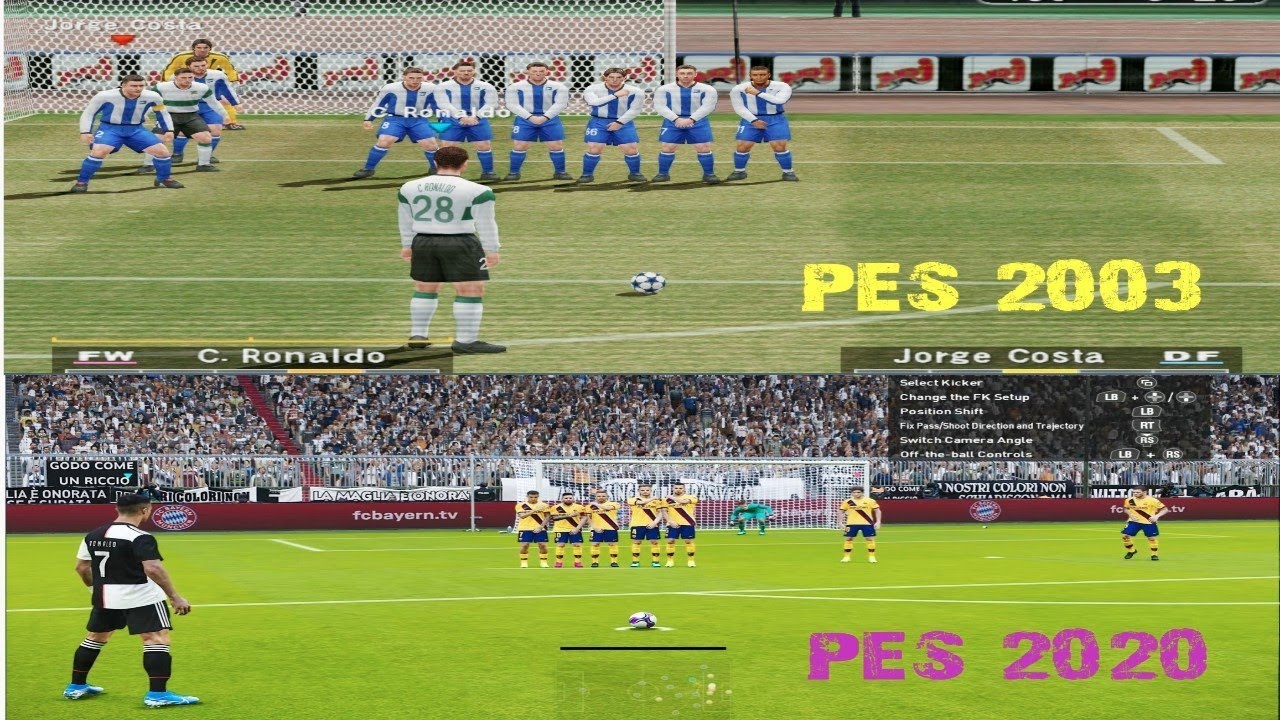 Cristiano Ronaldo Free Kick - His History Career by PES 2003 - PES 2020 ...