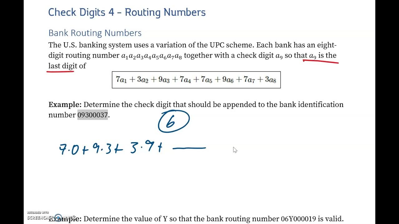 Check Digits 4 – Routing Numbers - YouTube