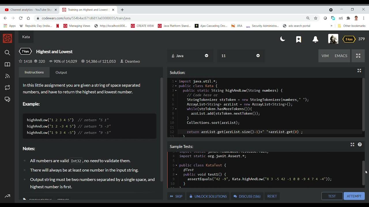Training on Highest and Lowest Codewars - YouTube