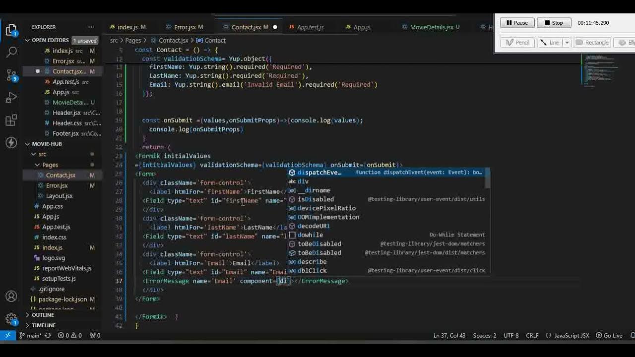 ReactProject 9 Formik basic Form - YouTube