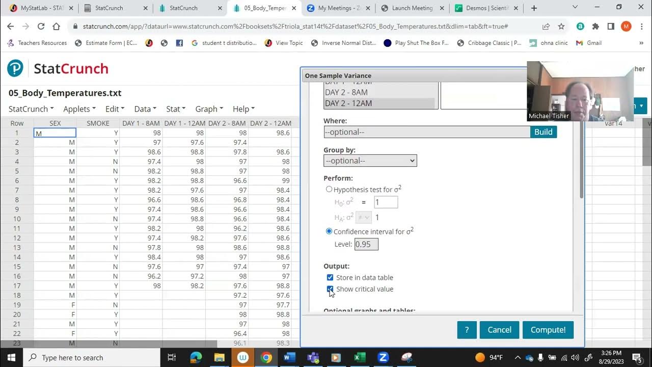 A Confidence Interval for a Standard Deviation Using Statcrunch - YouTube
