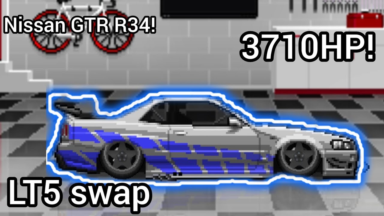 Nisaan GTR LT5 swap 3710 HP - pixel car racer - YouTube