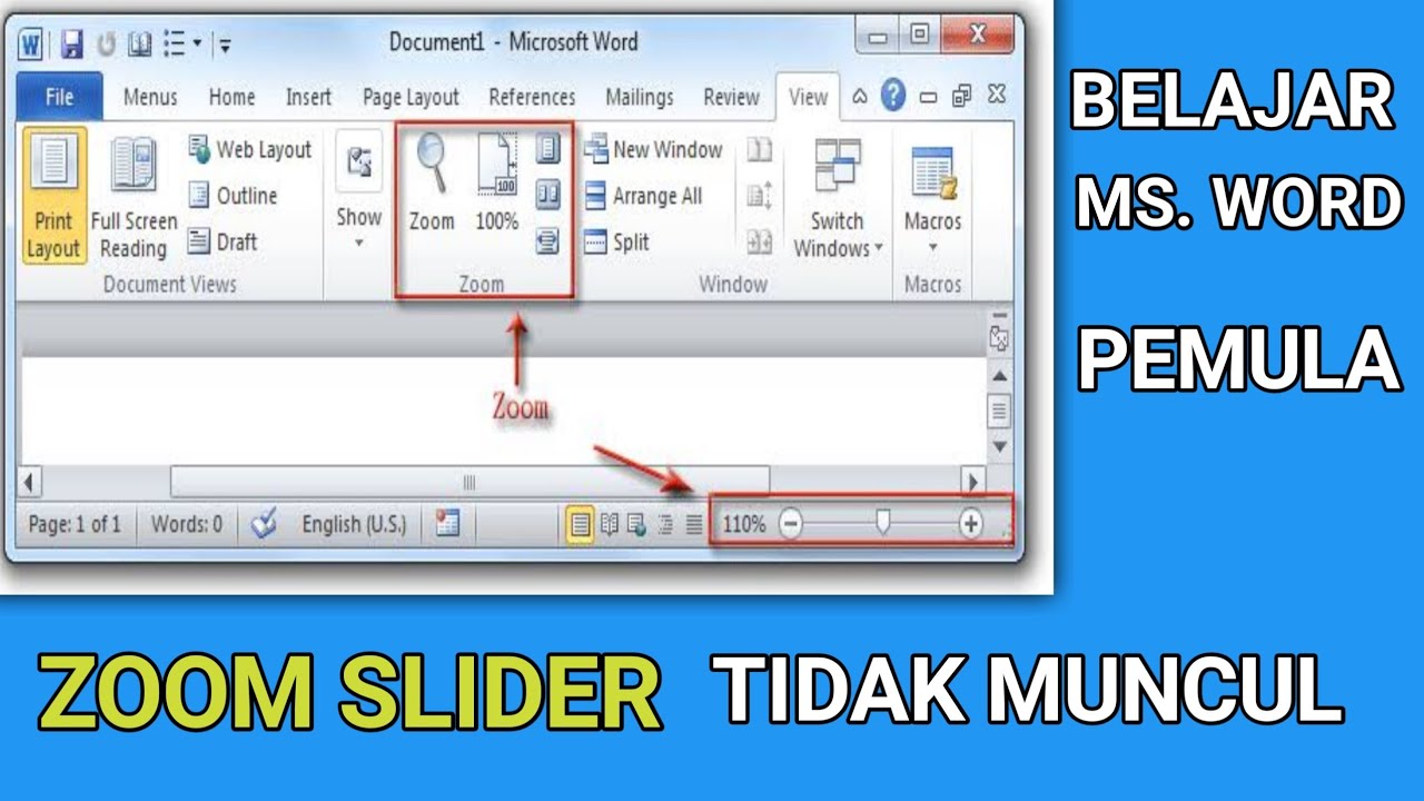 cara memunculkan zoom tampilan ms word - YouTube
