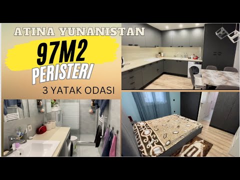 Peristeri,satılık daire 97 metrekare,zemin kat,3 yatak odası,elektrikli cihazlar ve mobilyalar ...