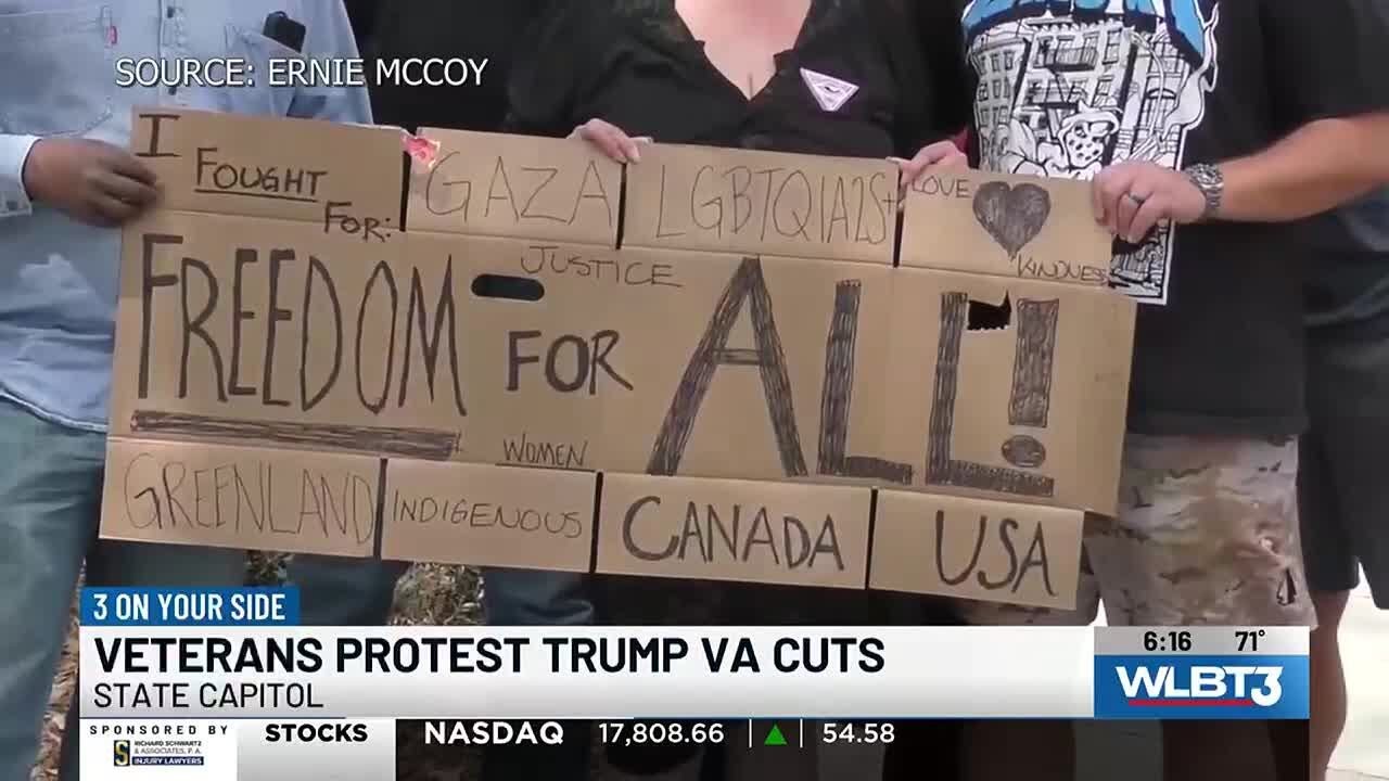 Veterans protest Trump VA cuts - YouTube
