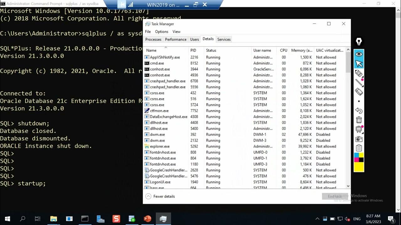 2 Oracle Database Shutdown Startup And Db Storage Arabic Youtube