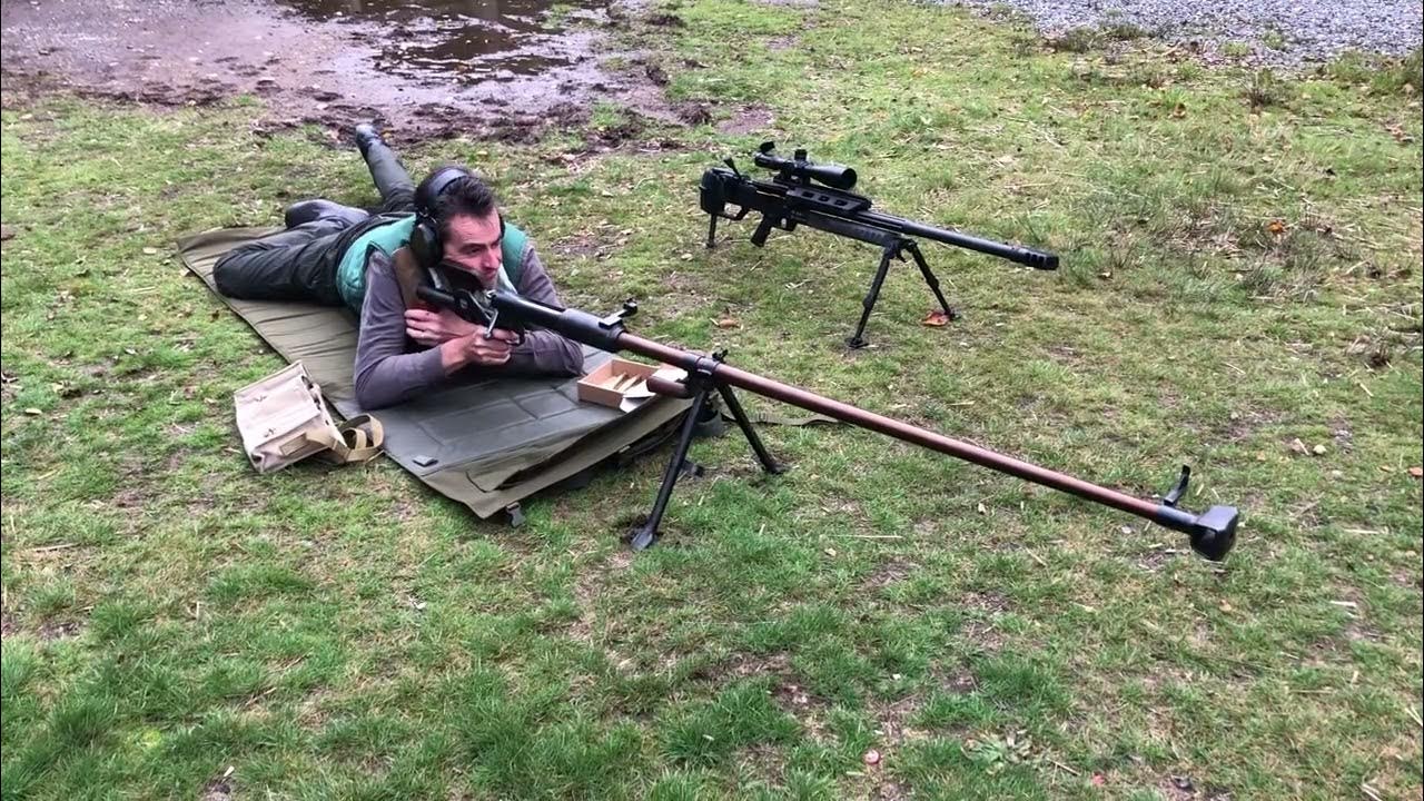 PTRD 41 14.5 x 114mm anti tank rifle firing and ejecting - YouTube