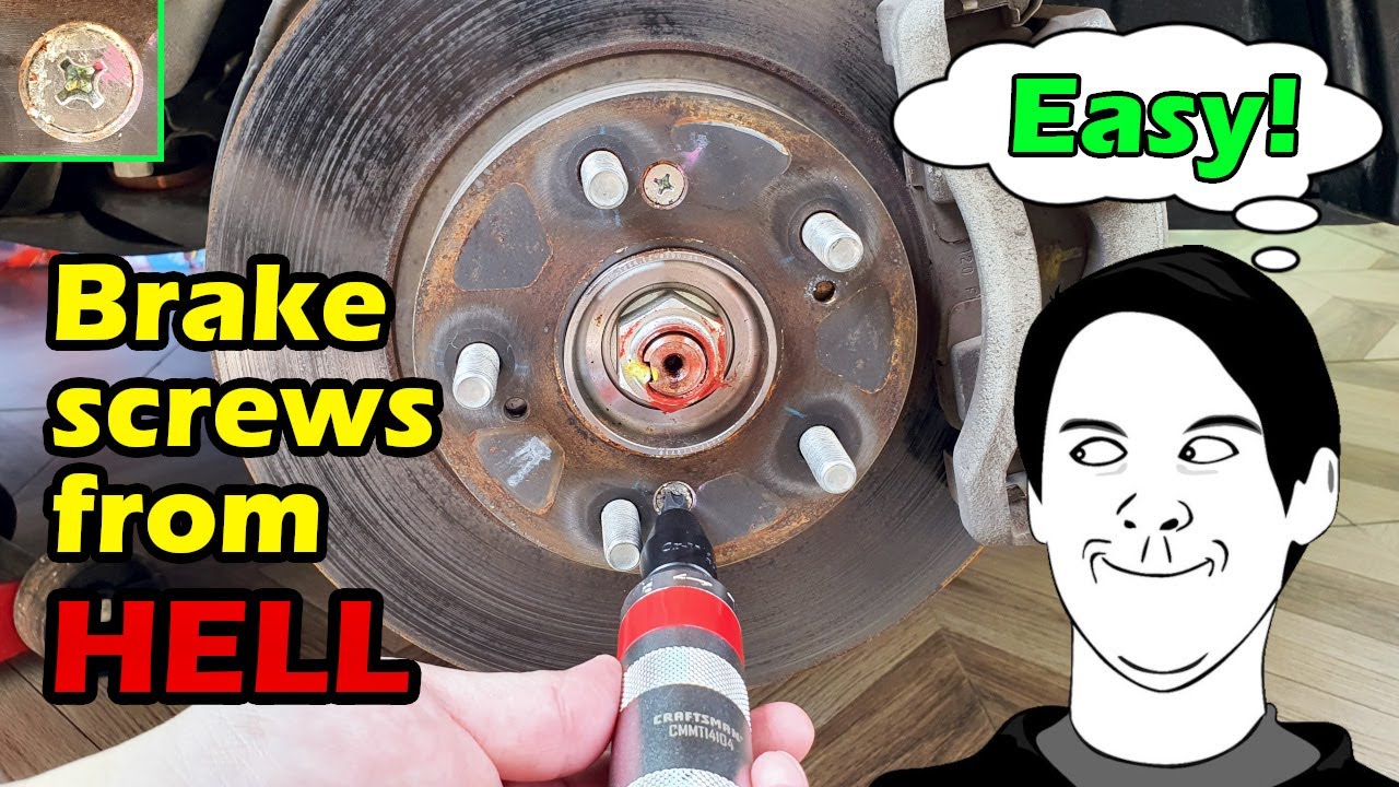 Removing brake rotor screws - this time I got it right! - YouTube