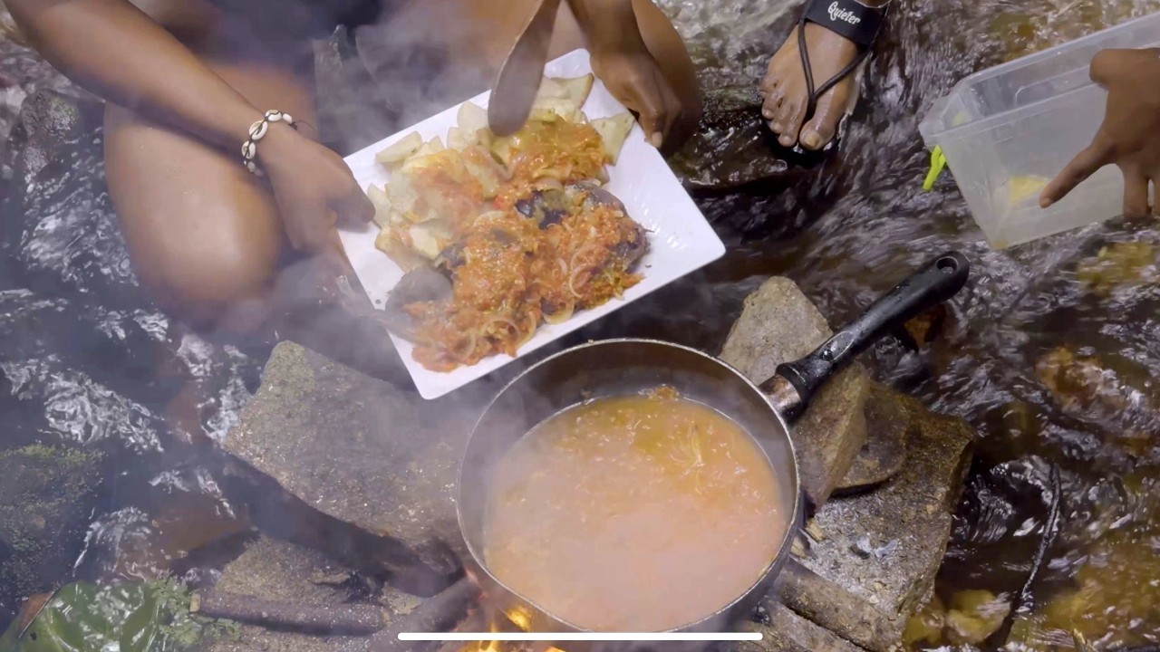 relaxing Cooking by a flowing river – easy outdoor meal - YouTube