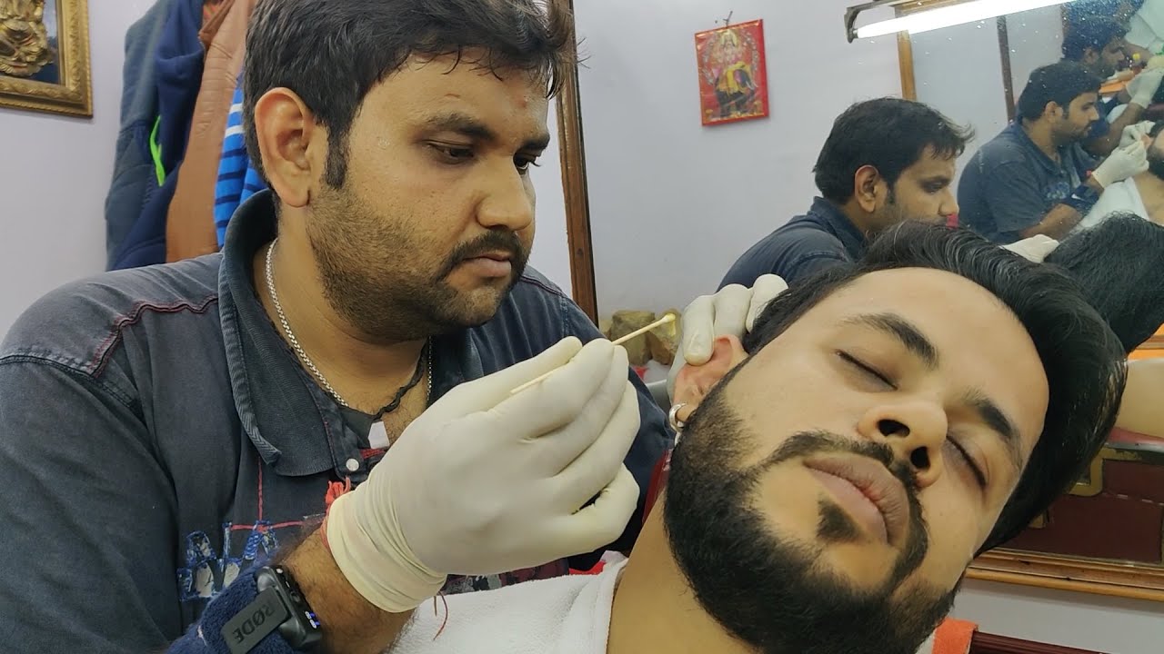 Shamboo Ear Cleaning Head Massage and Skin Cracking | Indian Massage ...