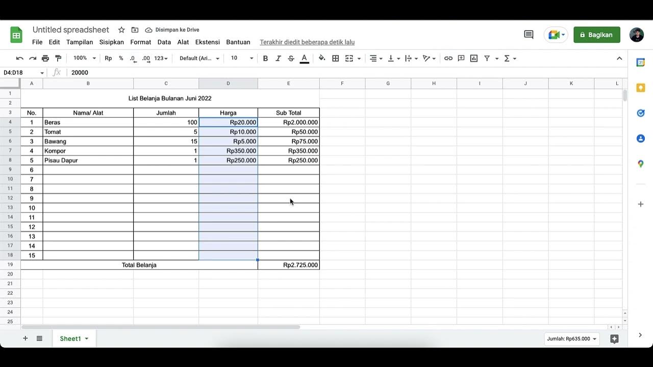 Microsoft Excel/ Google Spreadsheets - Tutorial Mengatur Format Mata Uang RP secara Otomatis ...