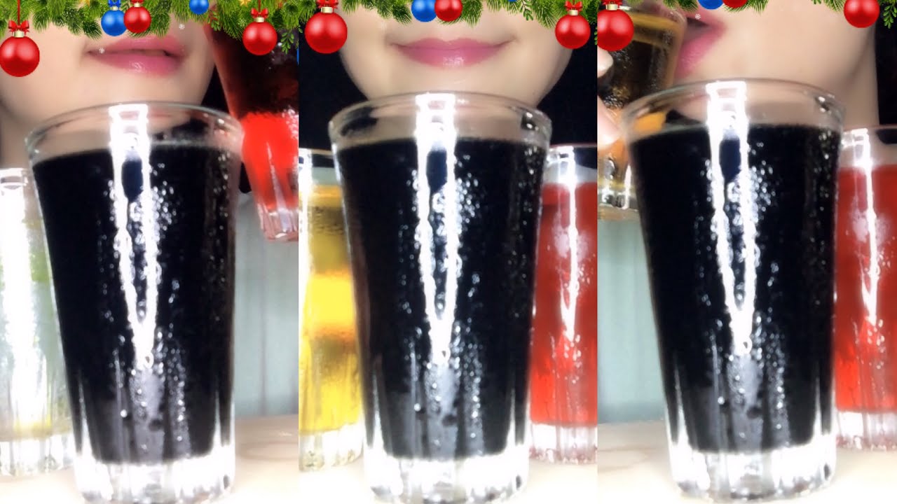 ASMR DRINKING GULPING RED WATER ORANGE EATING DRINK SOUNDS SHOW BLACK ...