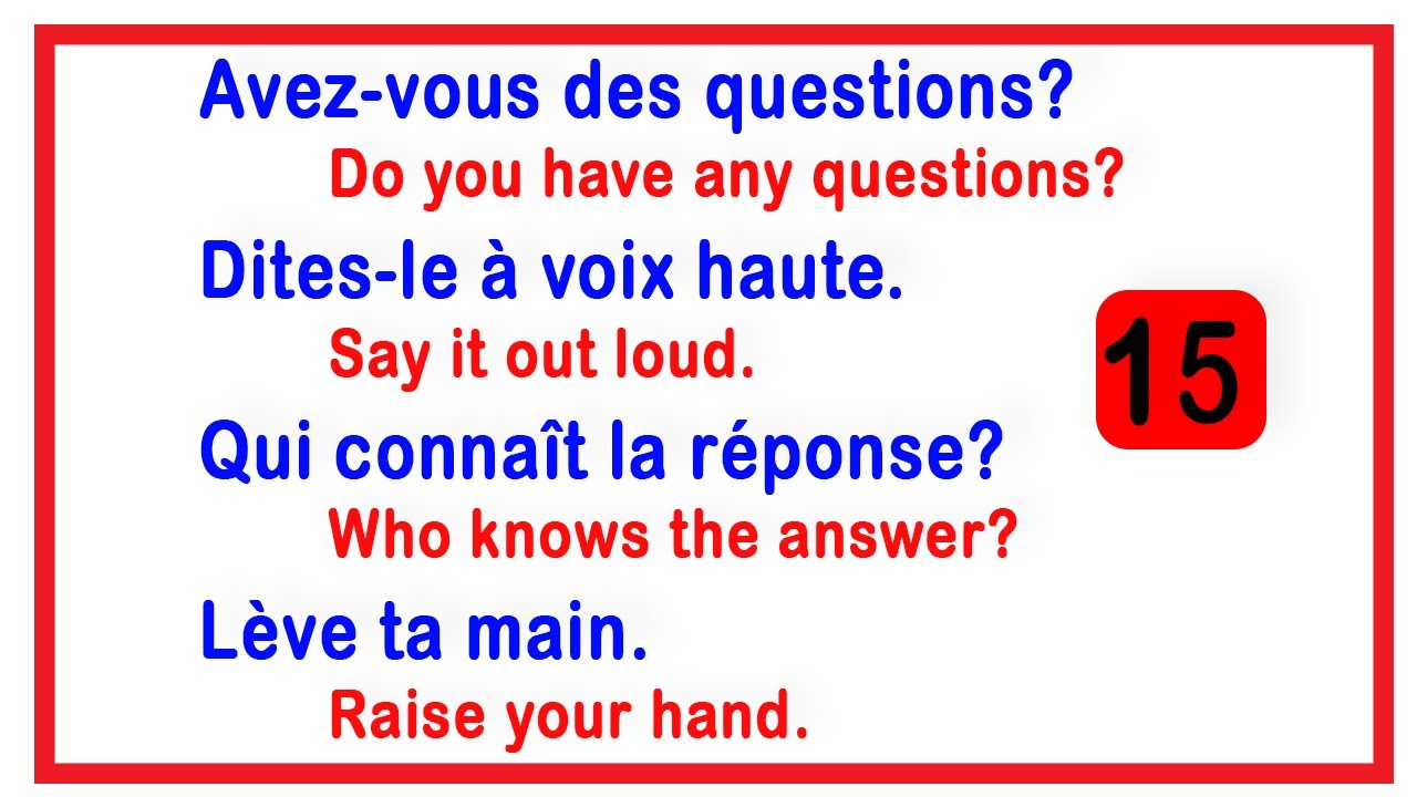 15 Phrases très utiles en classe 15 Very Useful Phrases in Class - YouTube