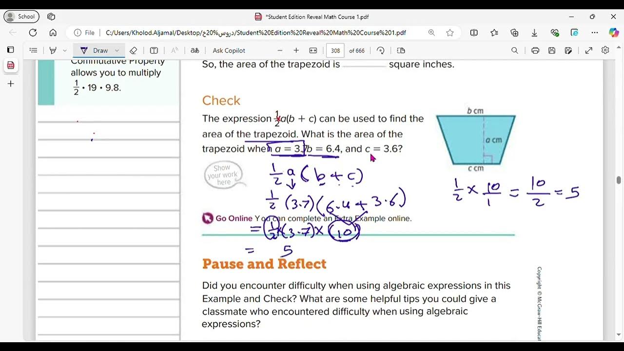 Reveal math grade 6 lesson 5- 4 evaluate algebraic expressions - YouTube