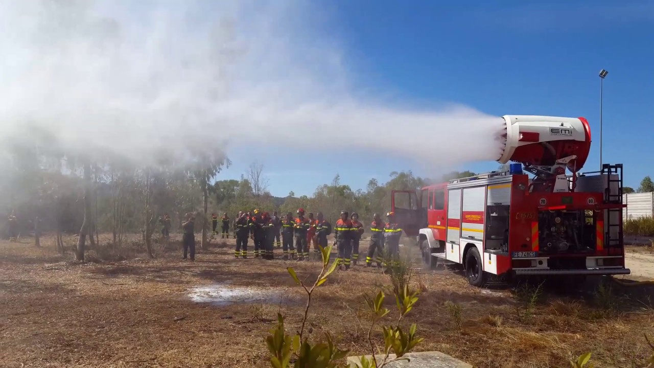 Wildfire Test: Firefighting turbine using water mist, Sardinia ...