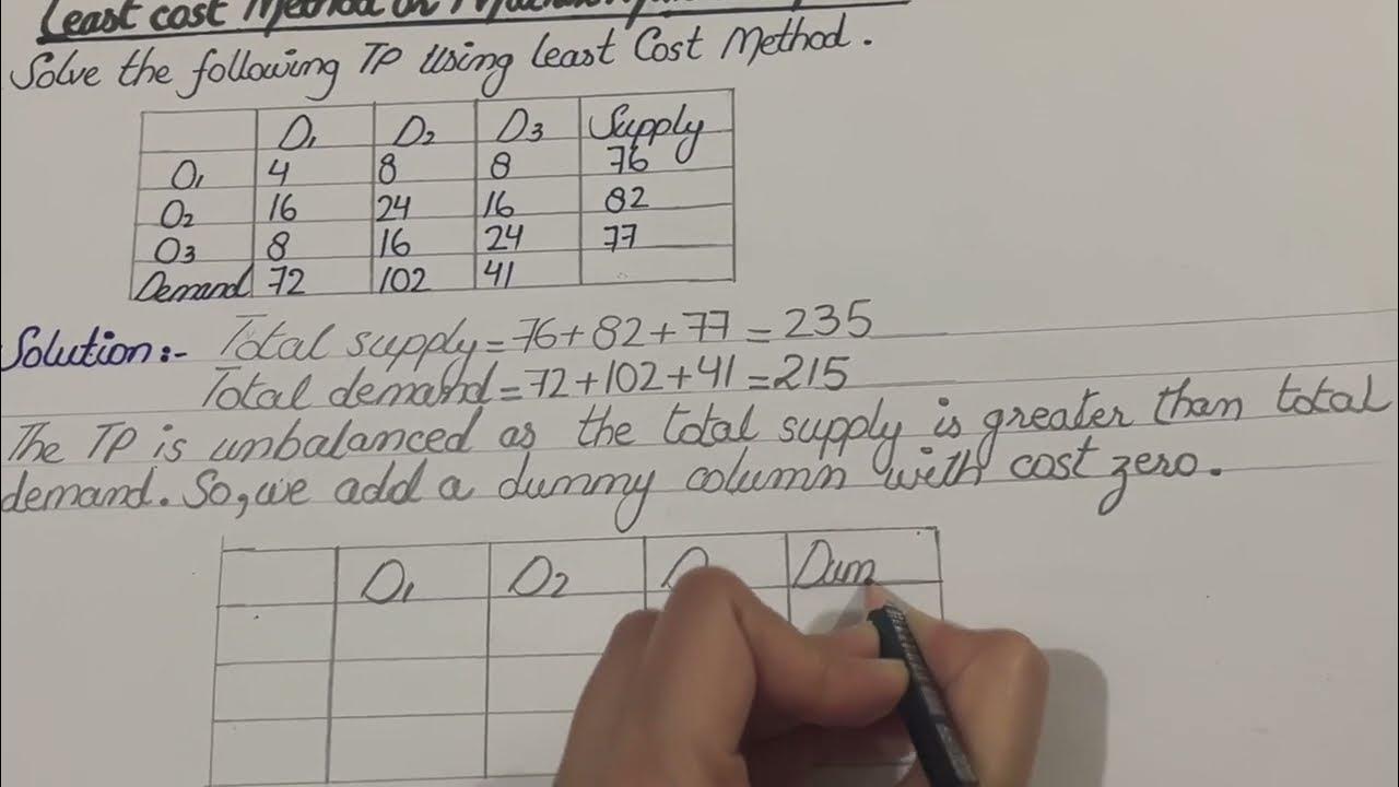 Solving Unbalanced Transportation Problems with the Least Cost Method | Step-by-Step OR Tutorial ...