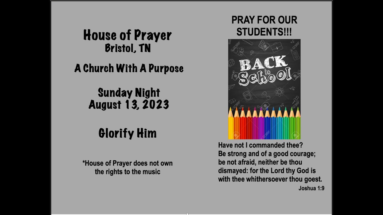 "Glorify Him" Sunday Night 8/13/23 - YouTube