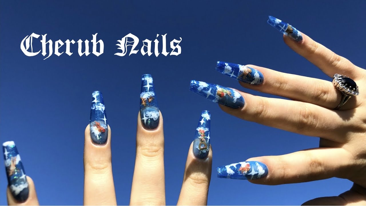 EASY ANGEL CLOUD NAILS | FOR BEGINNERS | ASMR - YouTube