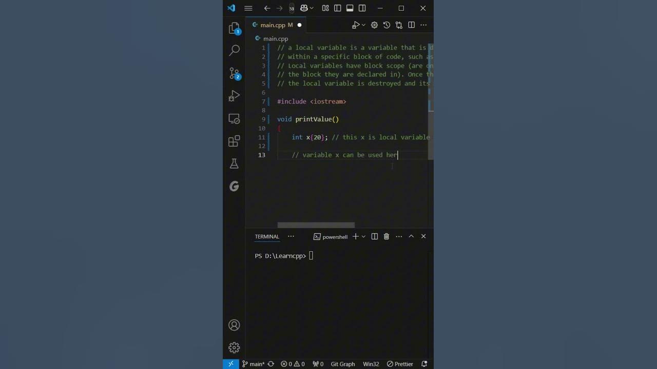 Local variable #coding #belajarcoding #shorts #c++ #belajar # #codingpemula - YouTube