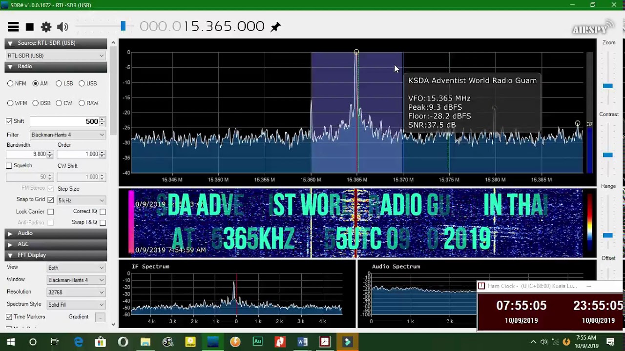 KSDA Adventist World Radio Guam in Thai at 15365KHz 2355UTC 09 10 2019 ...