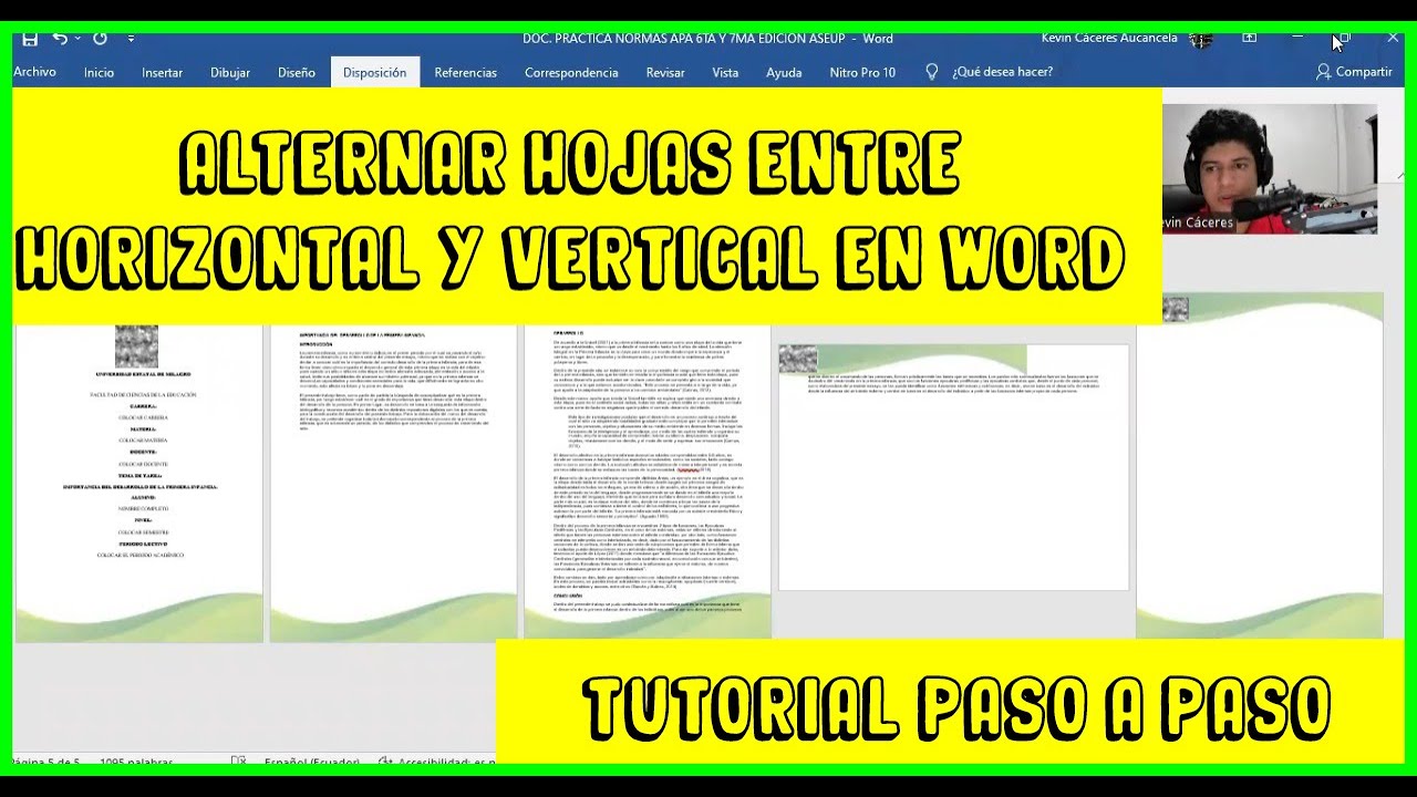 Cómo colocar una HOJA HORIZONTAL Y VERTICAL alternada EN WORD - YouTube