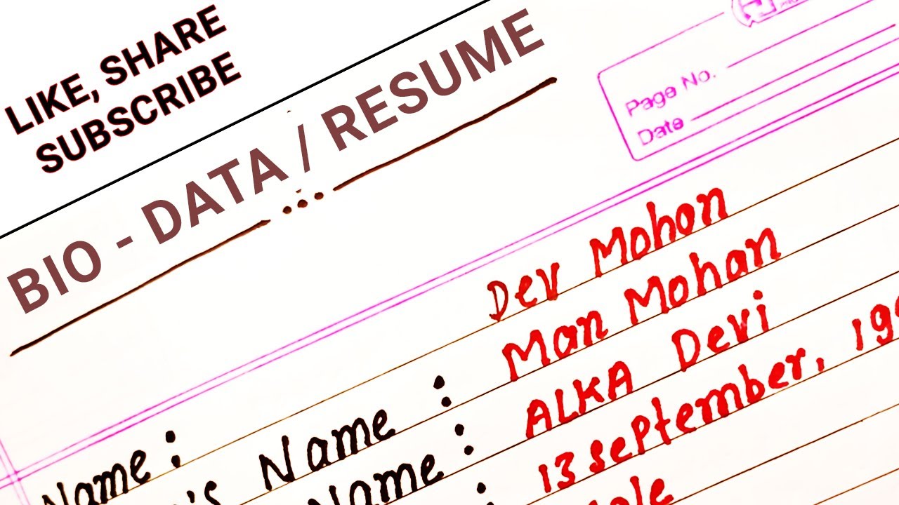 how to make bio-data resume | make resume | create resume in minutes ...