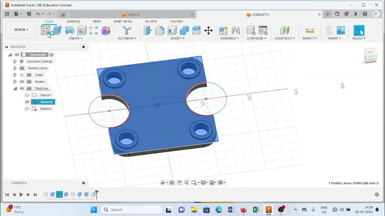 Fusion 360:Practice Exercise 16 a ( Extrude Command, Fillet Command, and Appearance) - YouTube