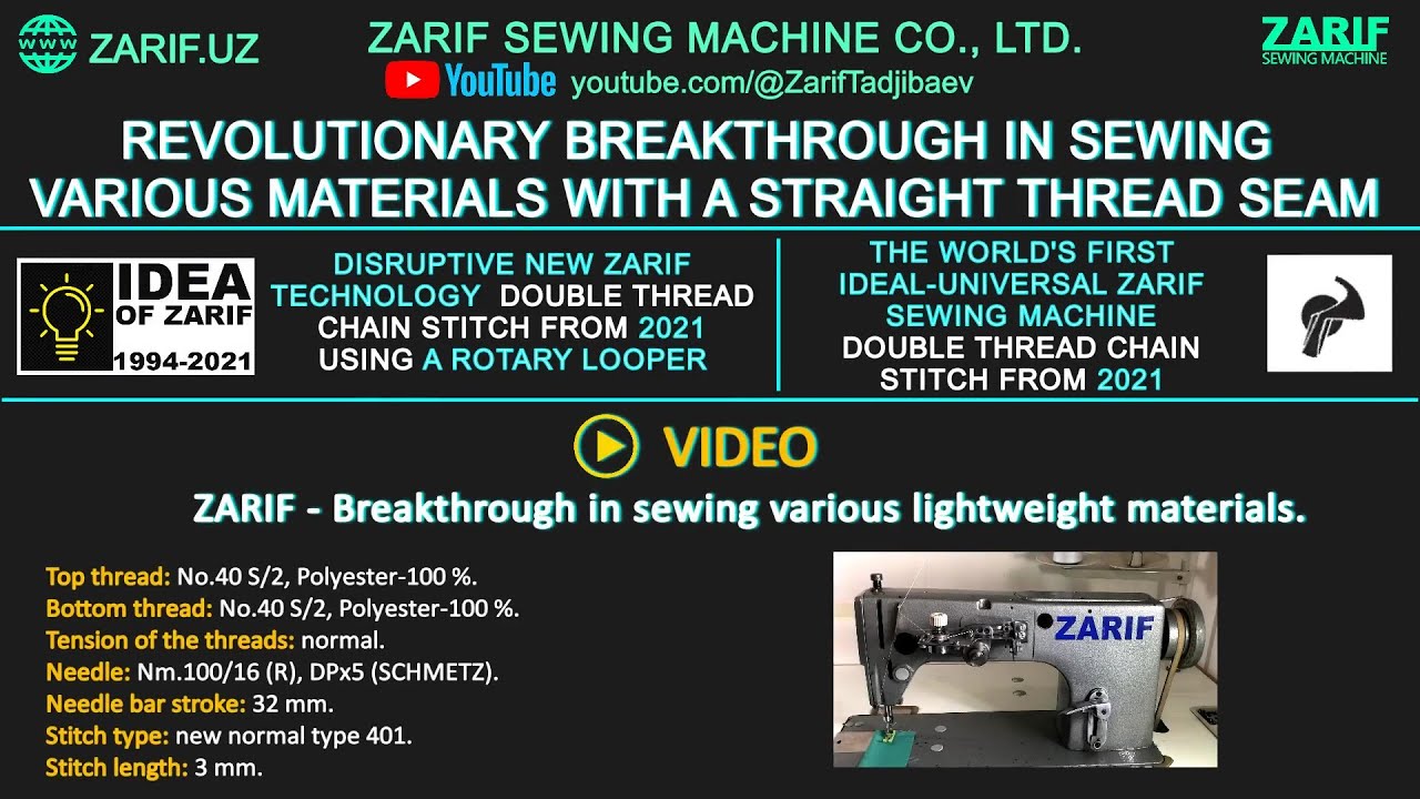 44_Revolutionary ZARIF sewing technology 2021-Sewing of various light ...