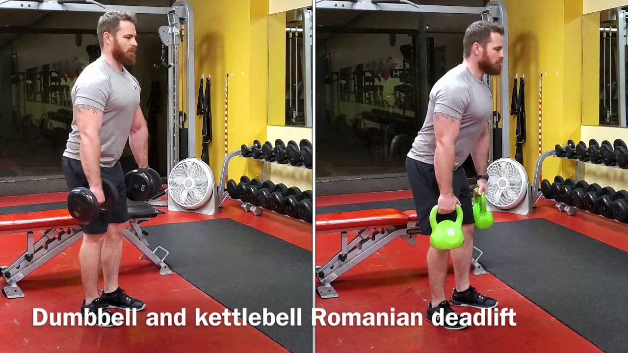Dumbbell and kettlebell Romanian deadlift - YouTube