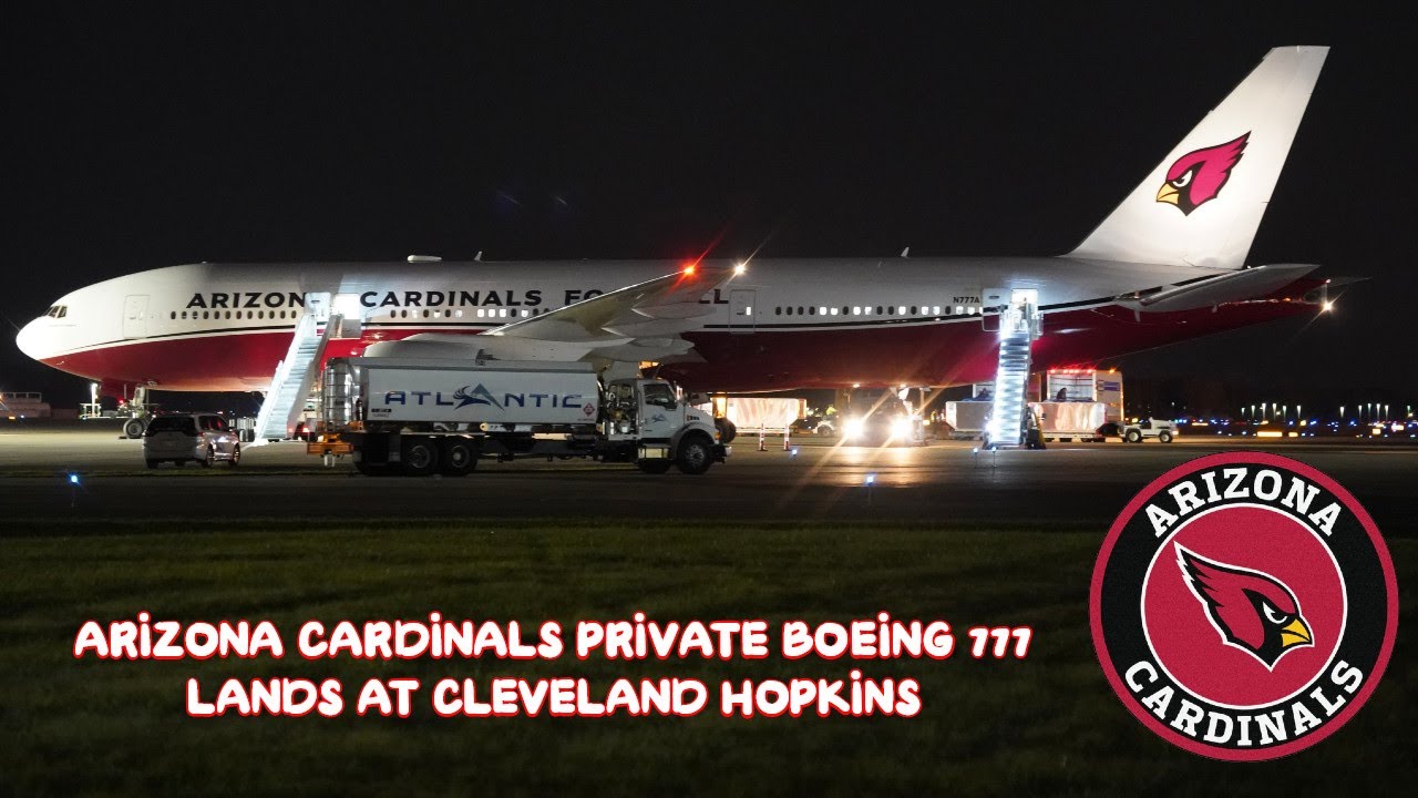 Arizona Cardinals Private Boeing 777 N777AZ Gridiron Air Lands at Cleveland. Plane Spotting in ...