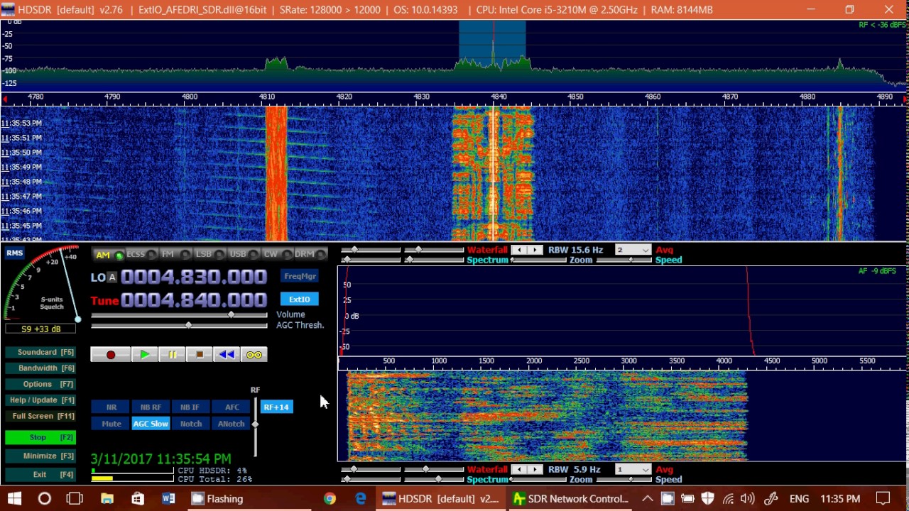 AWR Wavescan on WWCR 4840 Khz Shortwave on Afedri SDR - YouTube
