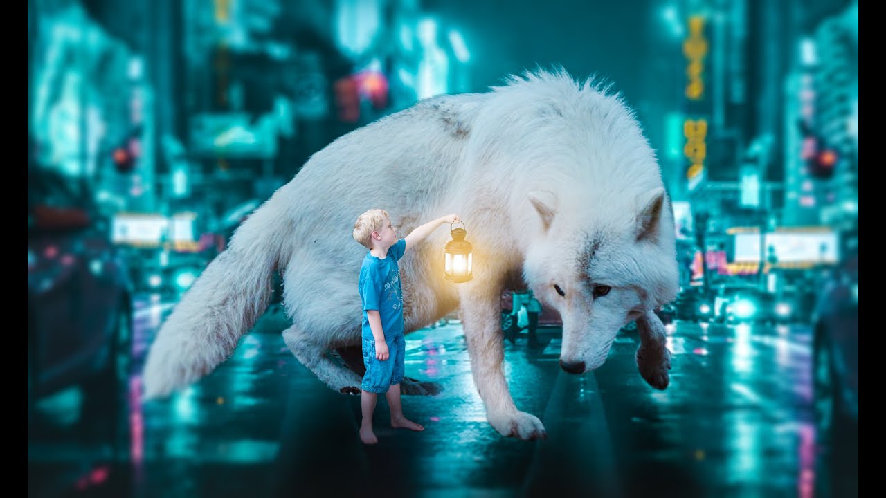 Fantasy Big wolf in City। fantasy photoshop tutorial। By Creativity ...