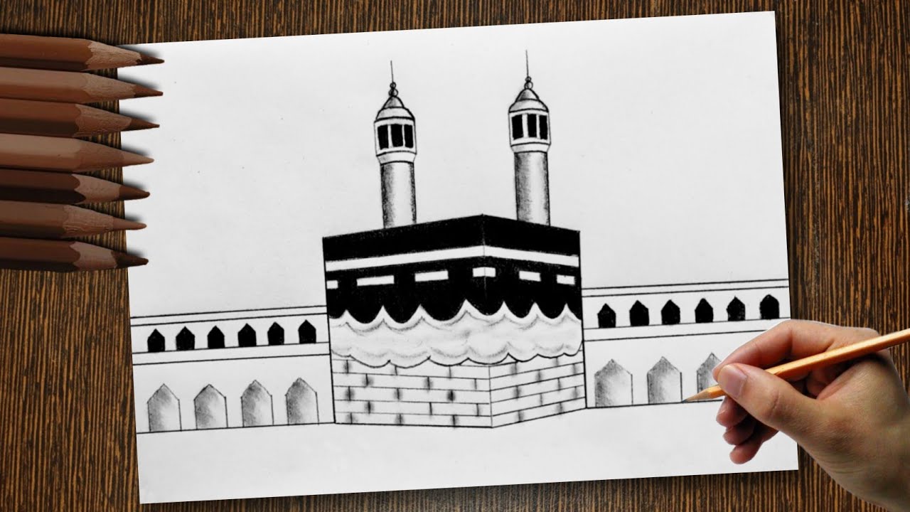 Kaaba Drawing Tutorial | How To Draw Khana-E-Kaaba | Makkah Drawing ...