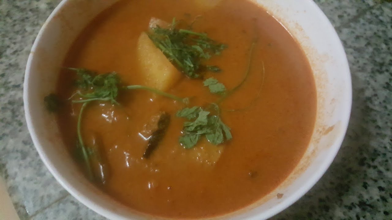 #Potato kulambu# சுலபமாக# சுவையான# பொரிச்ச குழம்பு# செய்வது எப்படி ...