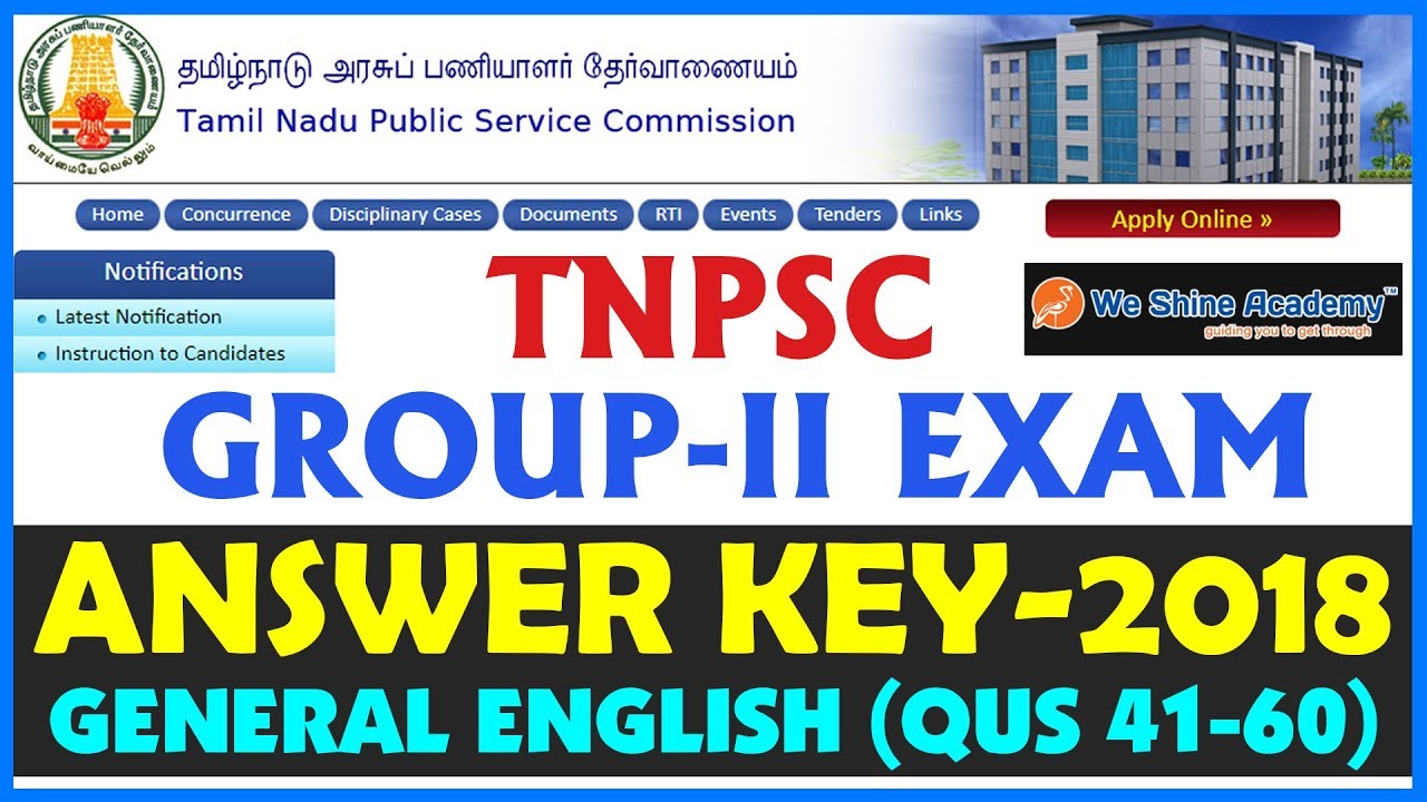 TNPSC Group 2 Answer Key 2018 | General English | Question 41 - 60 | We ...