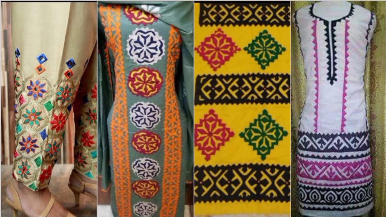 Beautiful traditional sindhi aplic work patch work dress designs - YouTube