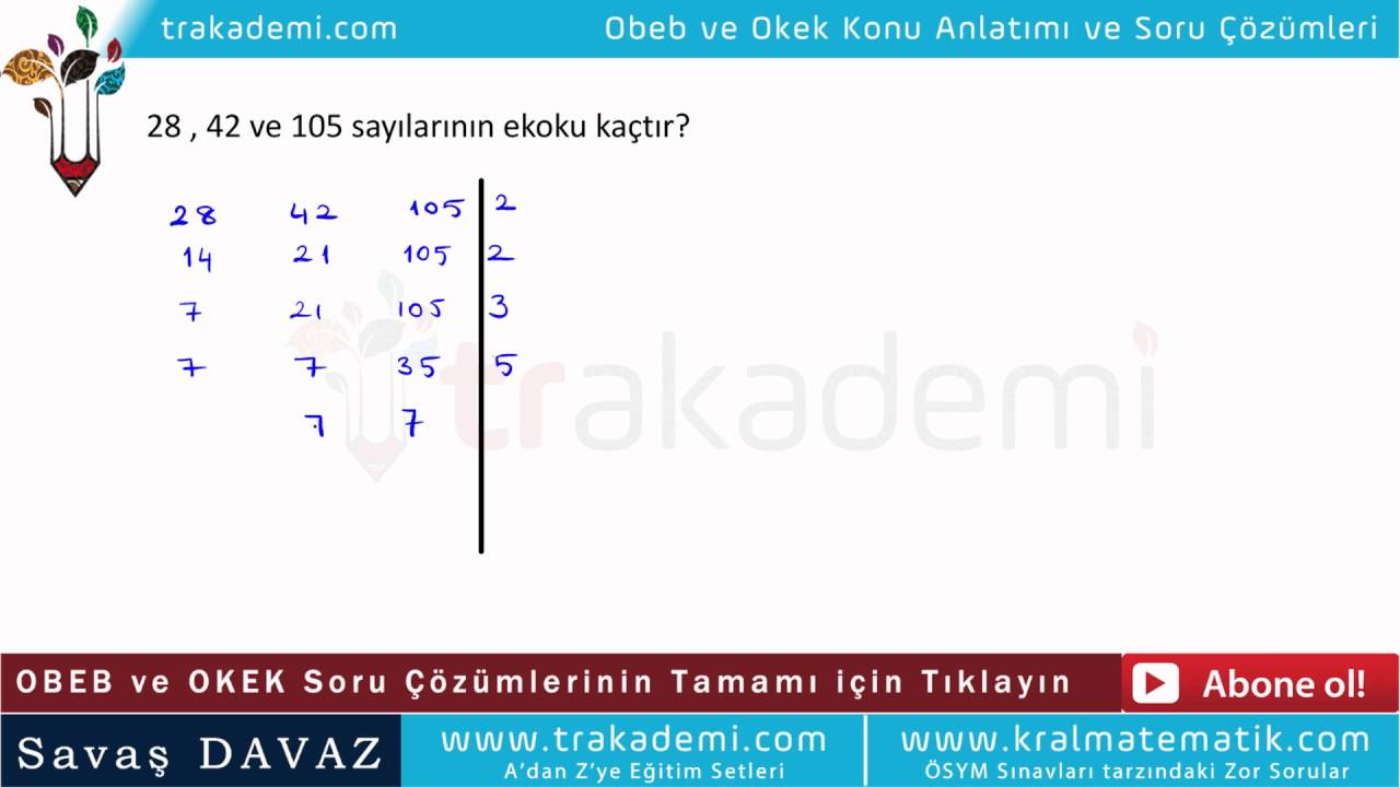 Obeb ve Okek Soru Çözümü Soru 006 - YouTube