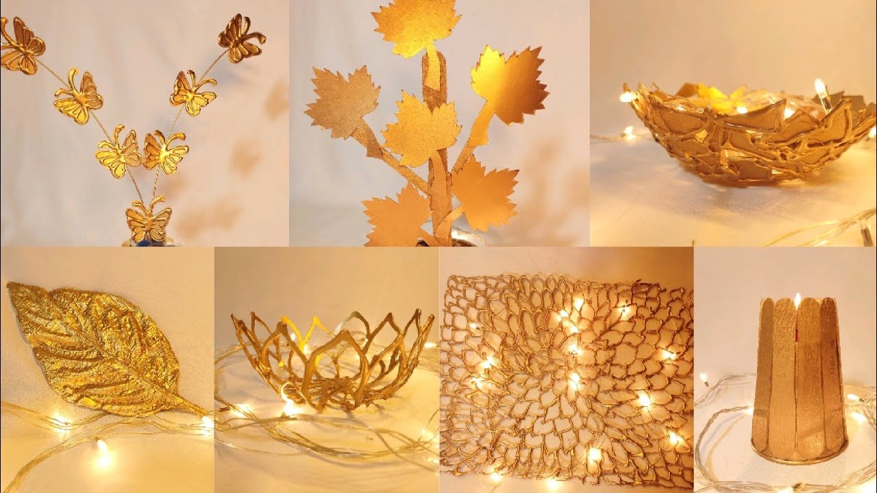 Gold craft ideas | superb home decor ideas | Handmade crafts |Hot glue ...