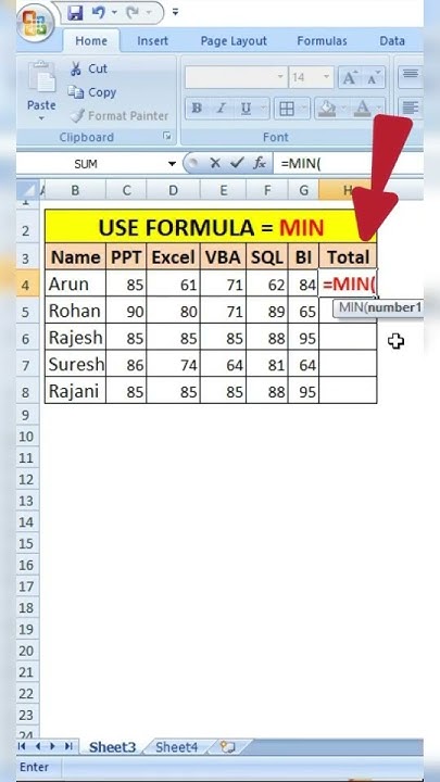 How to use MIN formula in excel | Excel में MIN Function कैसे उपयोग करें? | #excel #excelformula ...