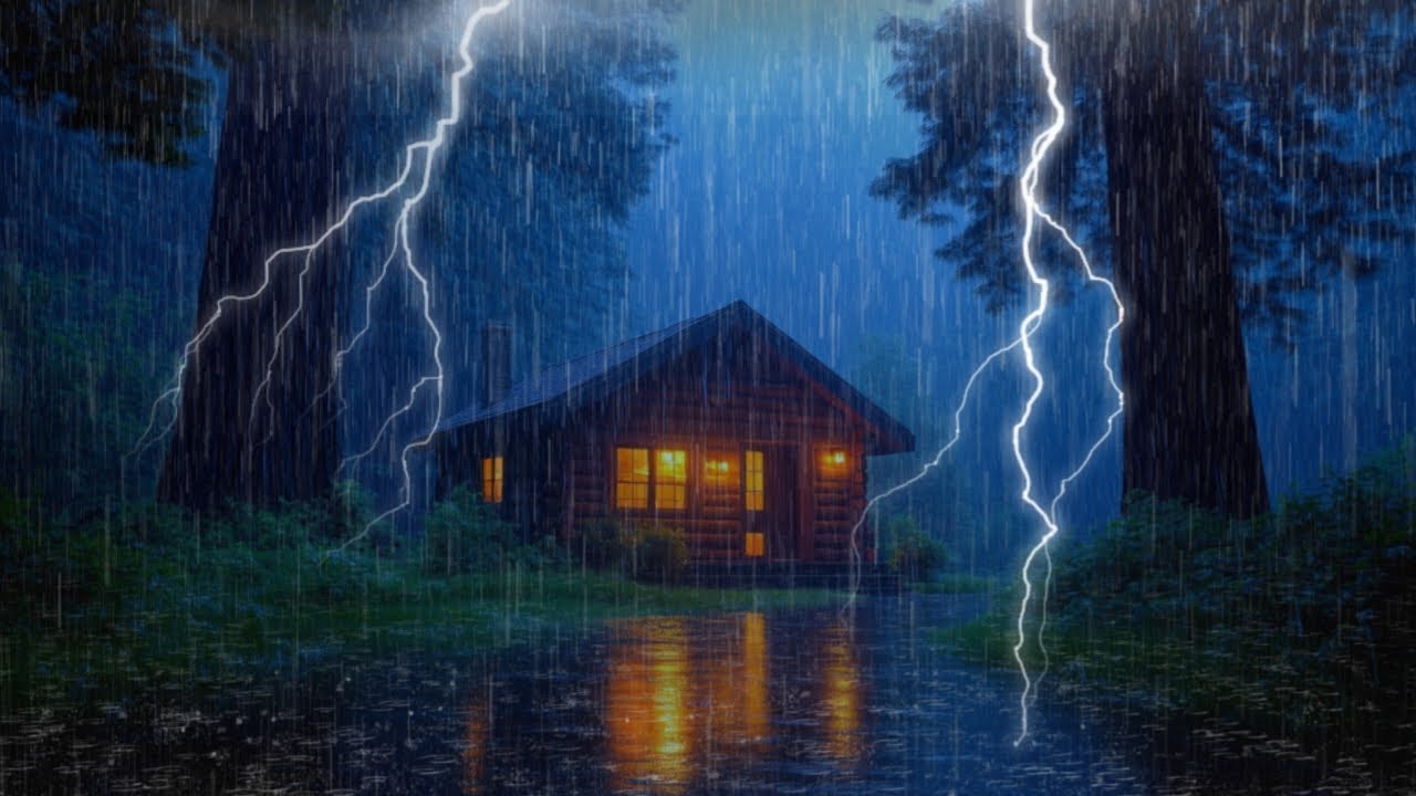 Powerful night thunderstorm - Heavy Rain and Thunder - Rain Sounds for ...