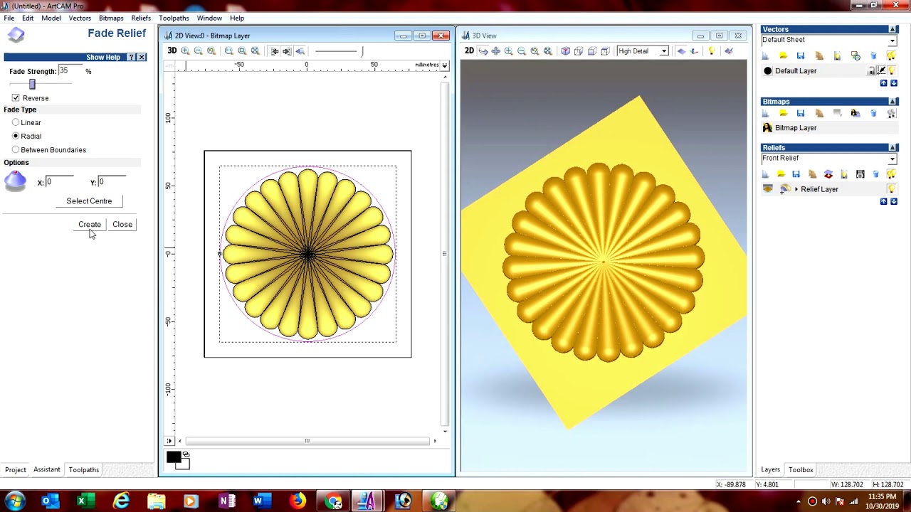 How to make 3d flower design in Artcam 2008 - YouTube