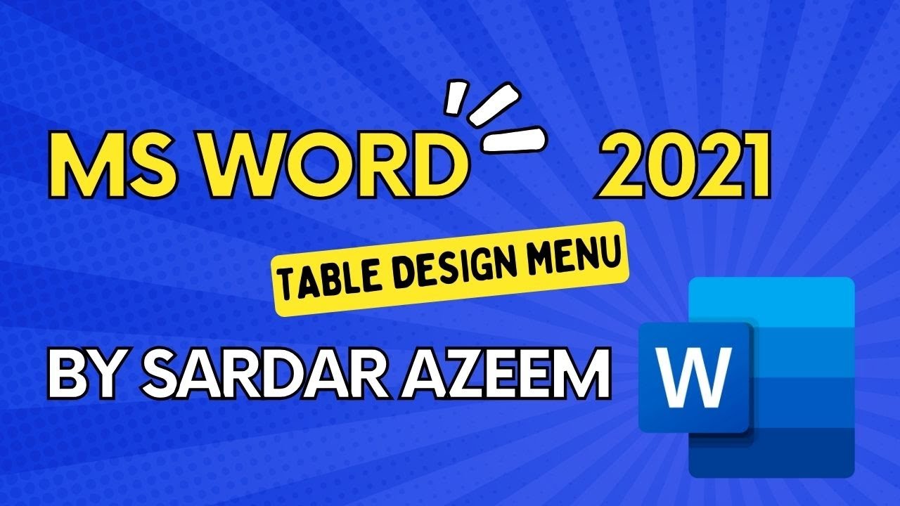 Table Design Menu Ms Word 2021 Youtube