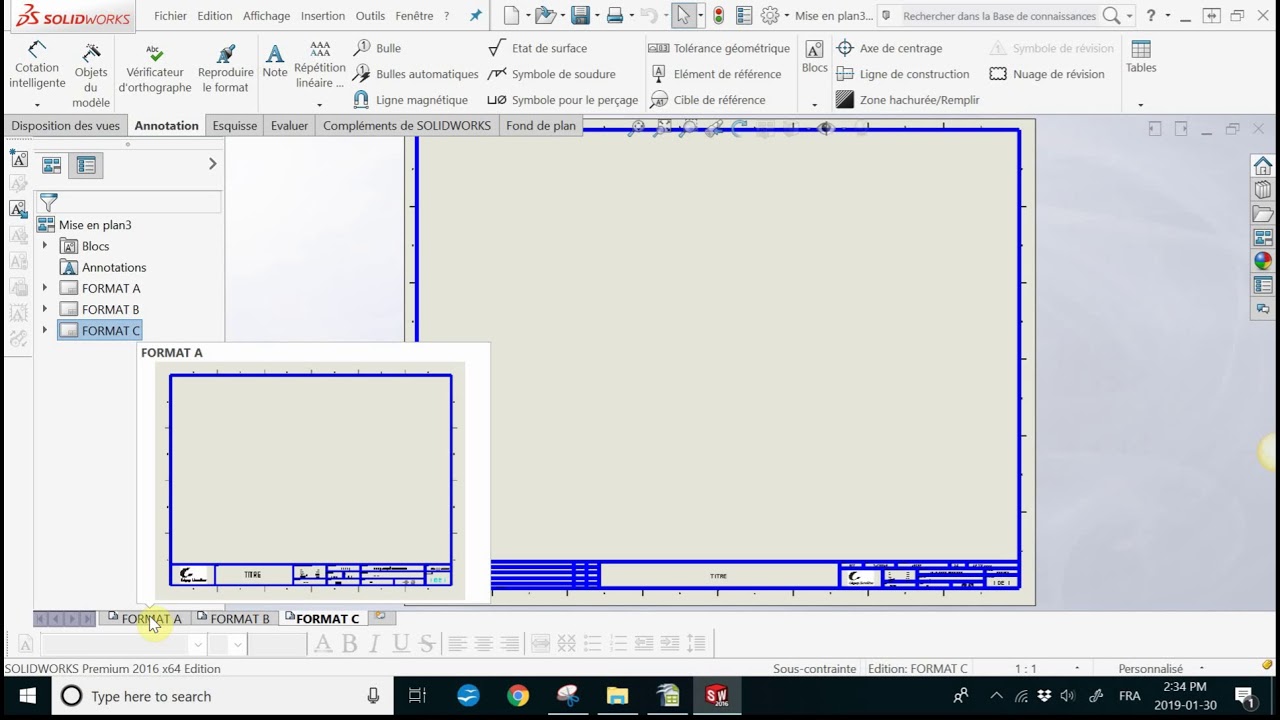 Interface de mise en plan de Solidworks - YouTube