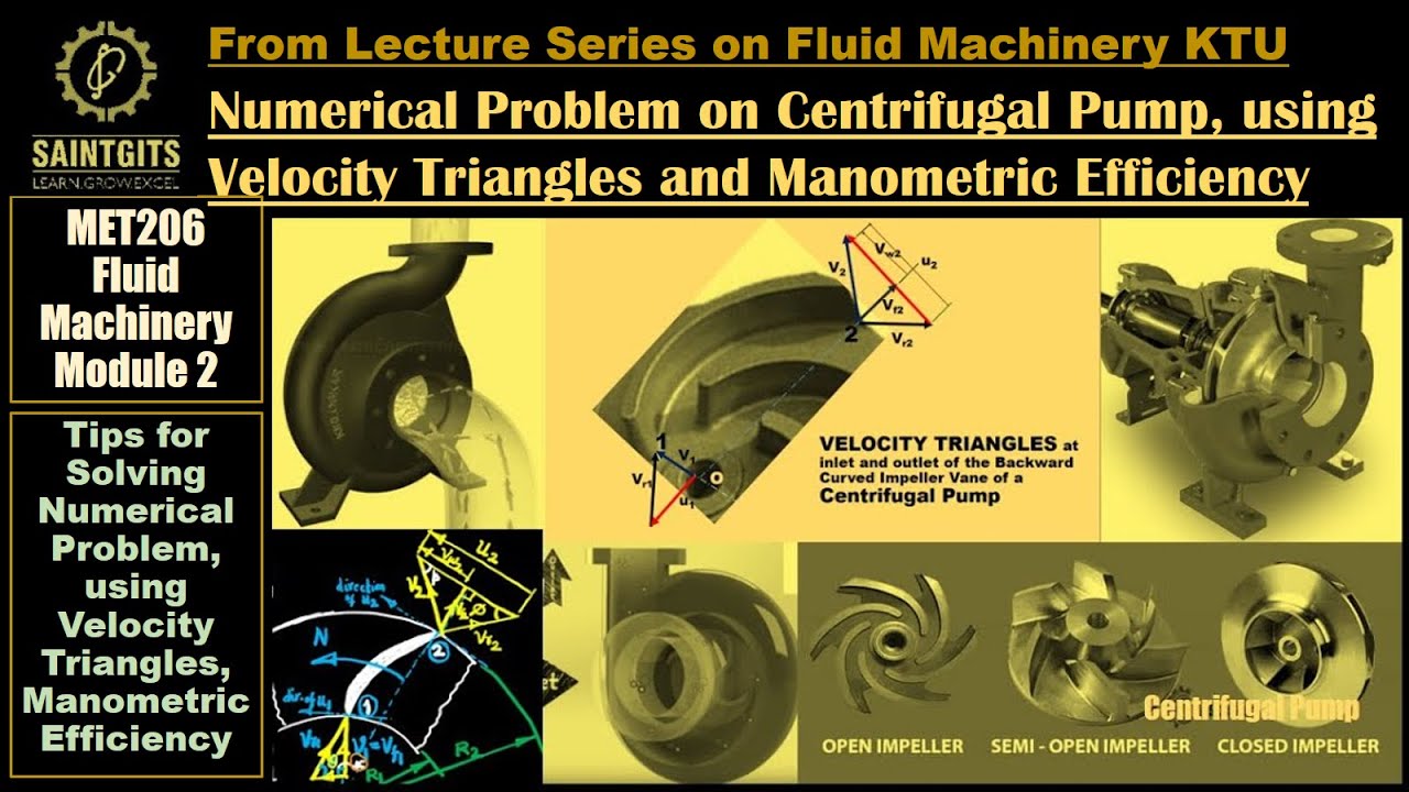 Fluid Machinery KTU | Centrifugal Pumps | Numerical Problem using Velocity Triangles | MET206 FM ...