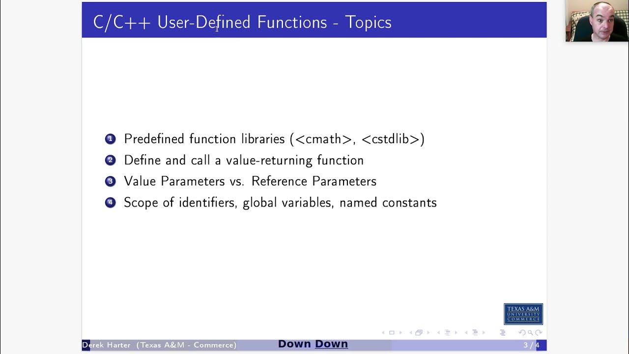 COSC 2336 Data Structures and Algorithms : User Defined Functions - YouTube
