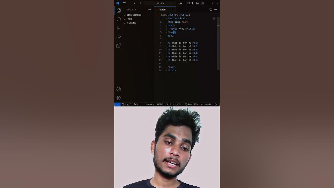 HTML Heading Tags#HTML #WebDevelopment #Coding #LearnHTML #WebDesign #HTMLTags #shorts # ...