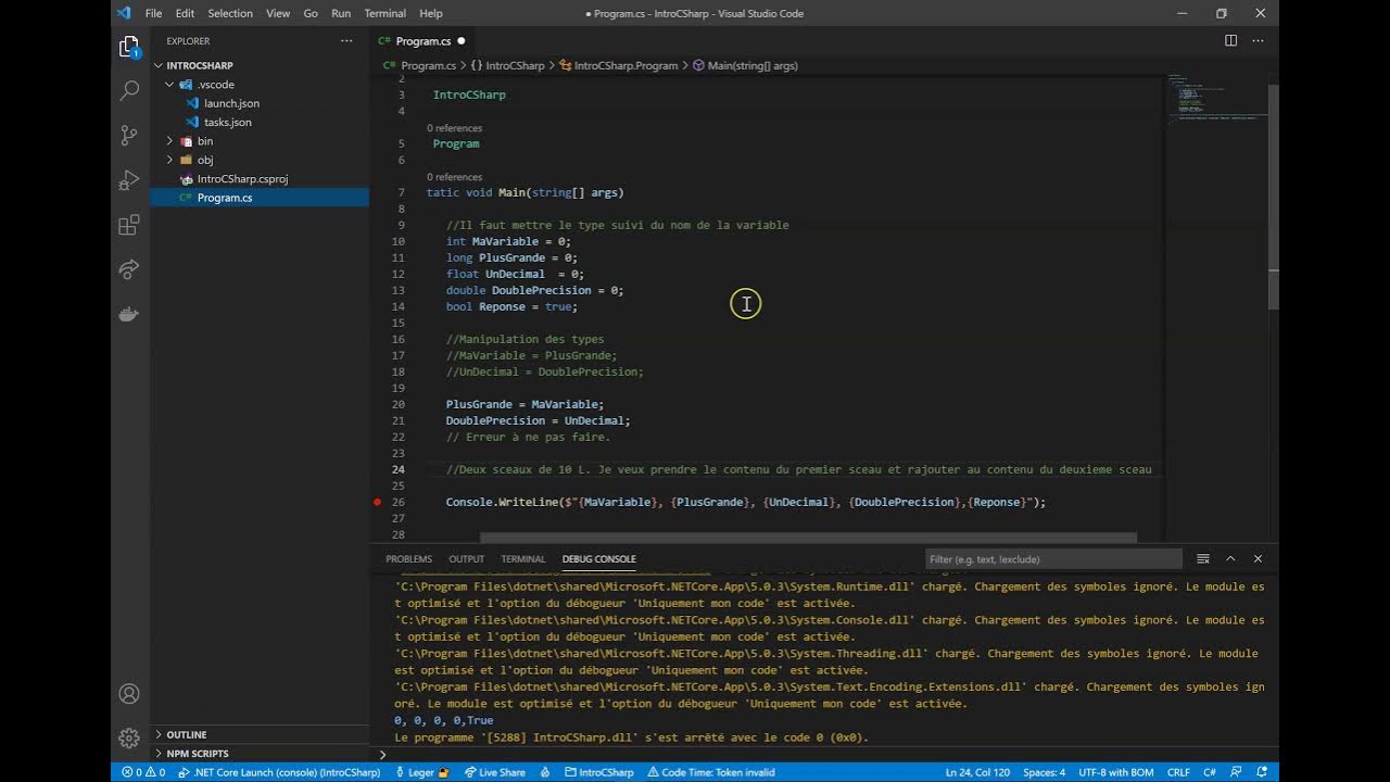 Maitrise C# et Vscode : Types simples et dépassement de capacité - YouTube